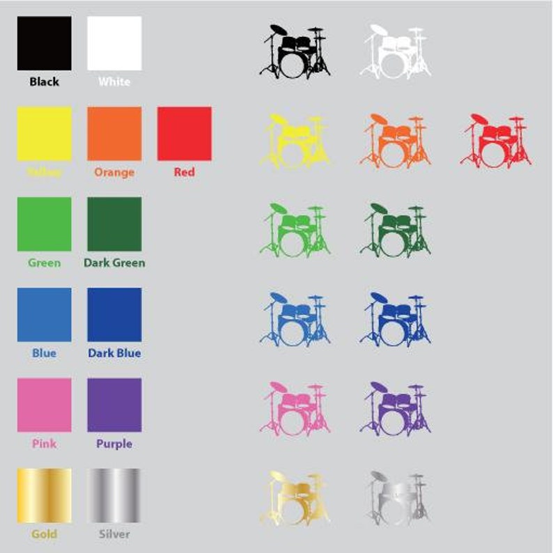 Drum Set - Vinyl Decal Sticker for Wall, Car, Bike, Iphone, Ipad ...