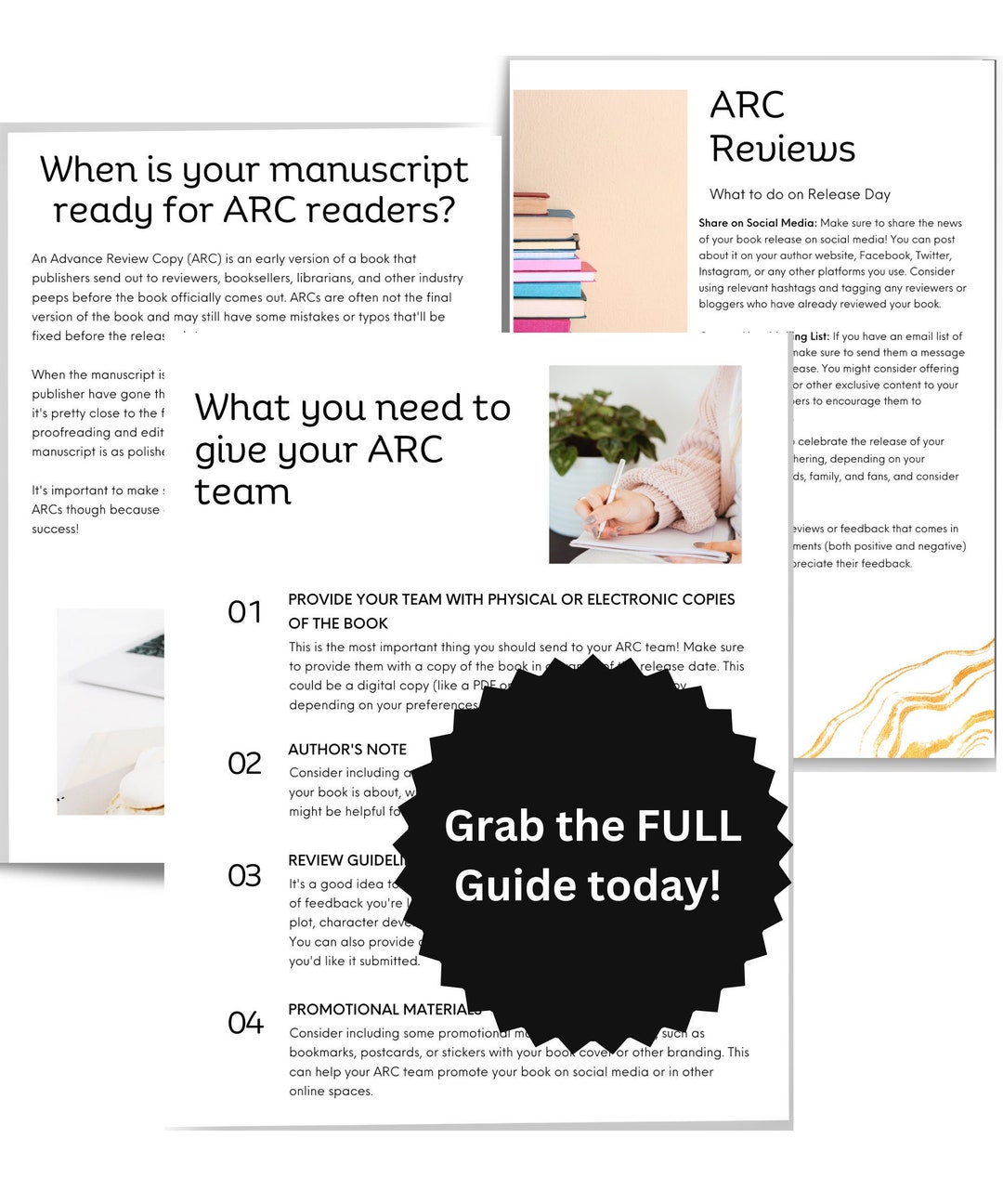 Author Template and Guide for ARC Reviews and Arc Readers - Etsy