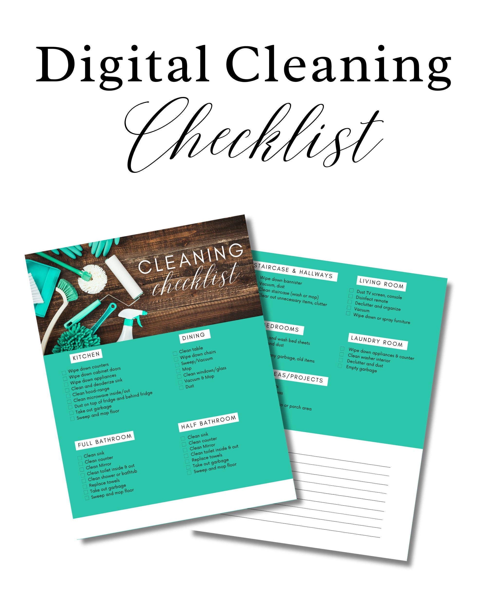 Digital Checklist - Digital Cleaning Checklist, Cleaning Checklist ...