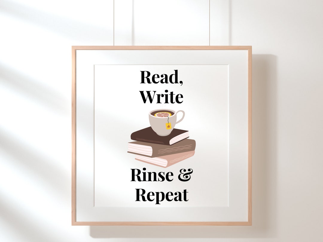 Read, Write, Rinse & Repeat - Digital Sticker, Digital Art, Clip Art - Etsy