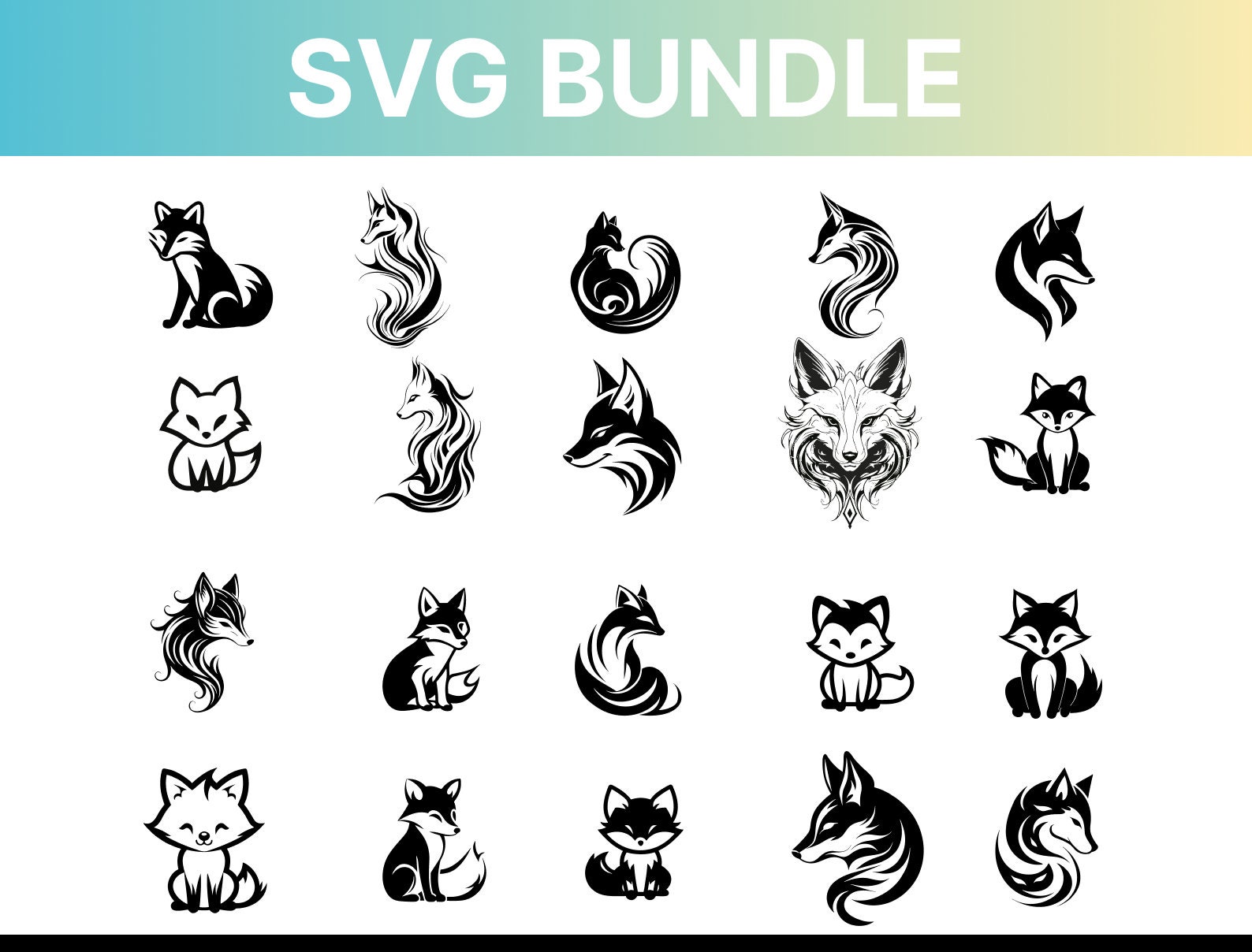 Fox SVG Bundle 20, Cute Fox SVG, Arctic Fox SVG, Cricut Fox Svg, Floral ...