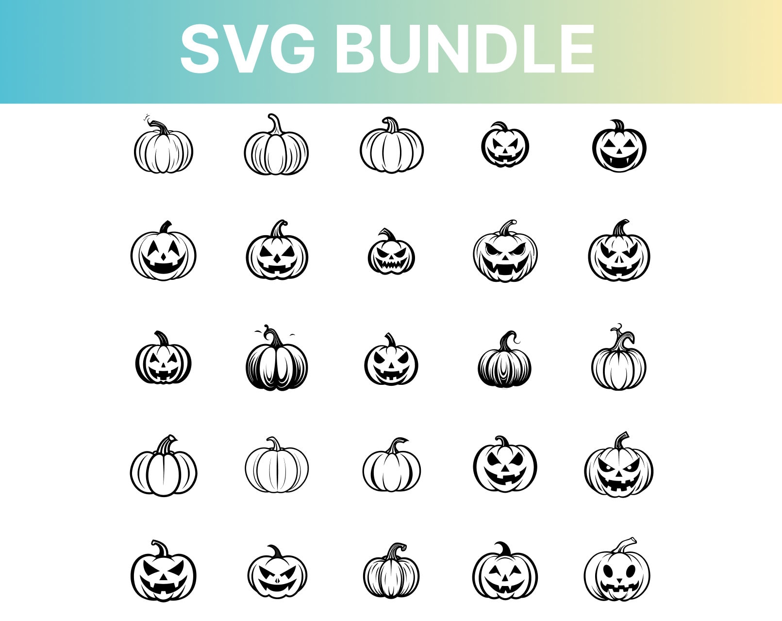 Jack-o'lantern SVG Bundle 25, Pumpkin SVG, Spooky Pumpkin SVG, Cricut ...