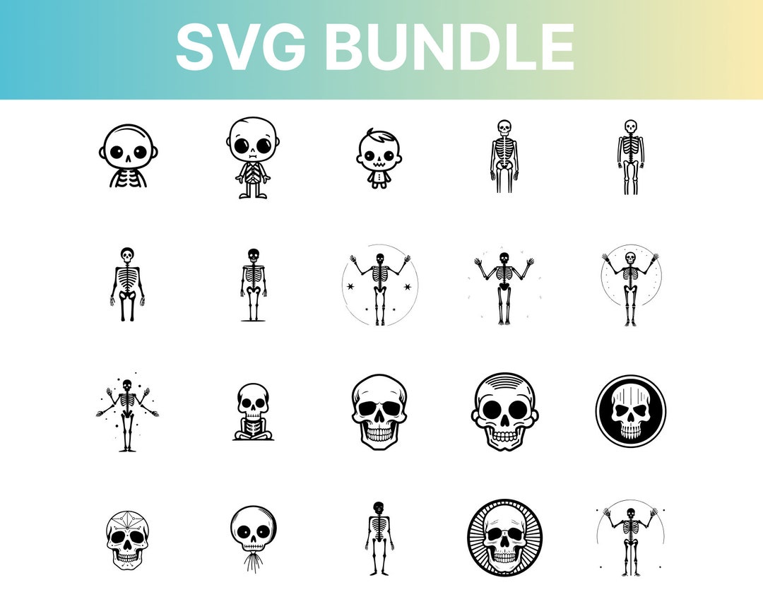 Skeleton SVG Bundle 20, Cute Skeleton SVG, Spooky Skeleton SVG, Cricut ...