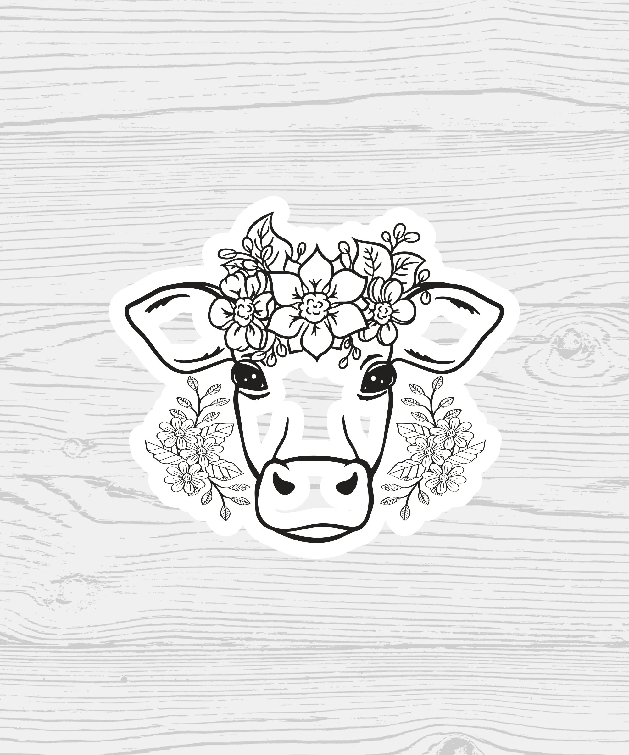 Cow SVG, Cow Flower Crown SVG, Cow Cut File, Animal Face, Floral Crown ...