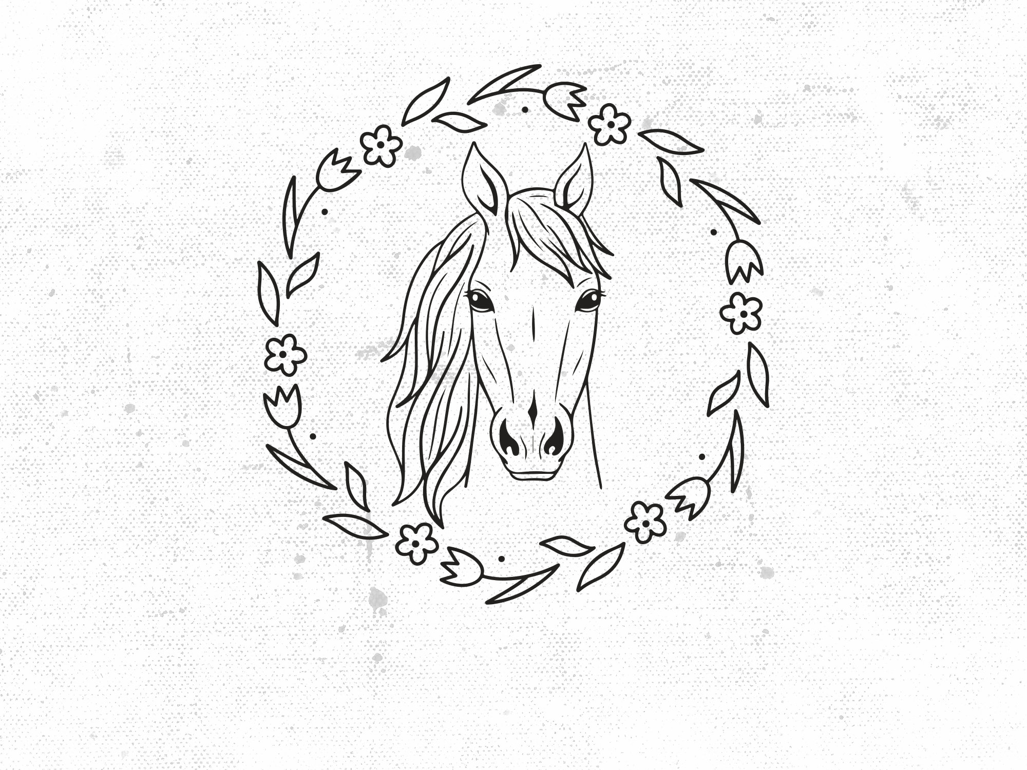 Horse SVG File, Horse With Flowers SVG, Horse Cut File, Floral Horse ...