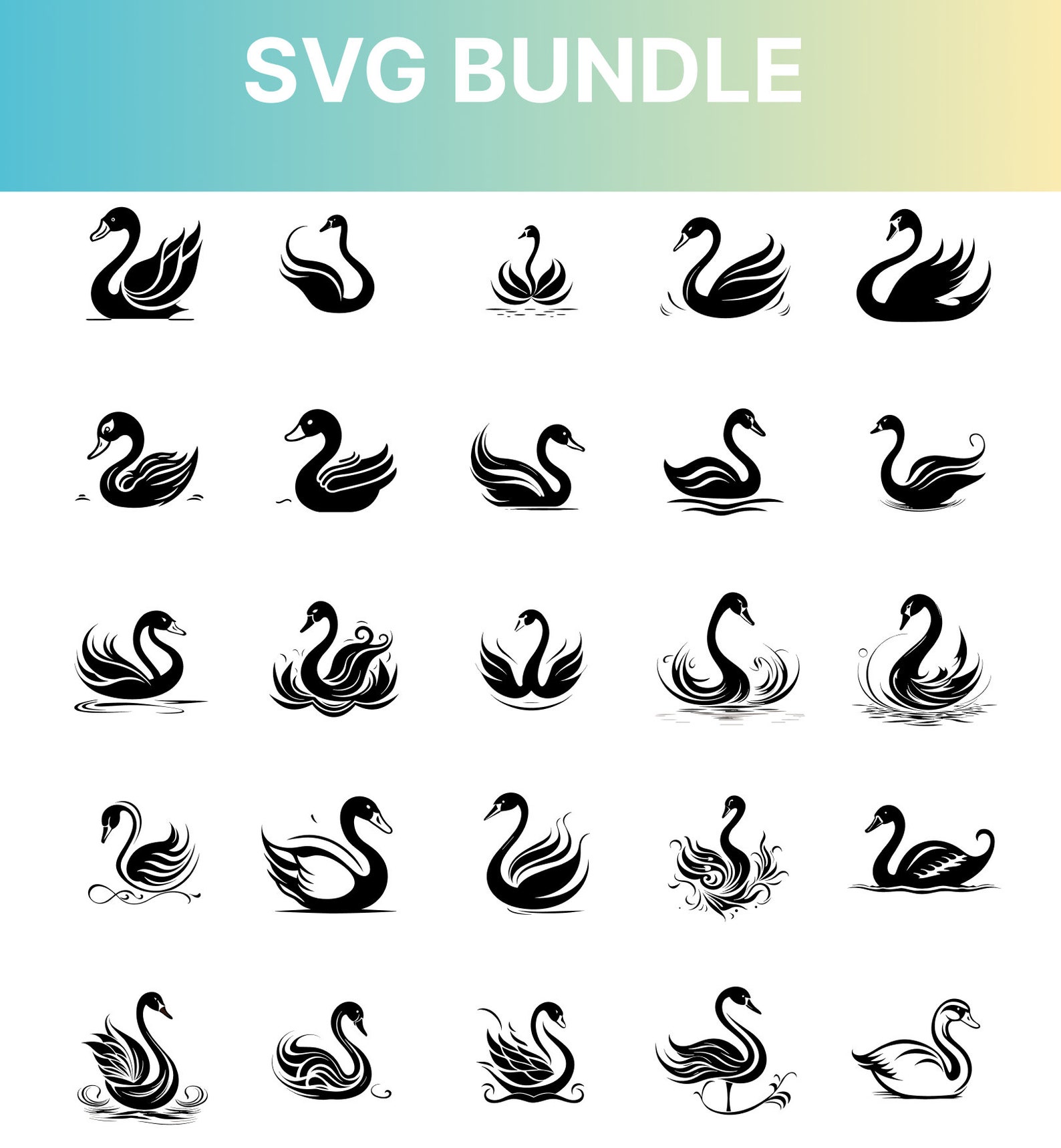 Swan SVG Bundle 25, Cute Swan SVG, Swan SVG, Cricut Swan Svg, Swan Head ...