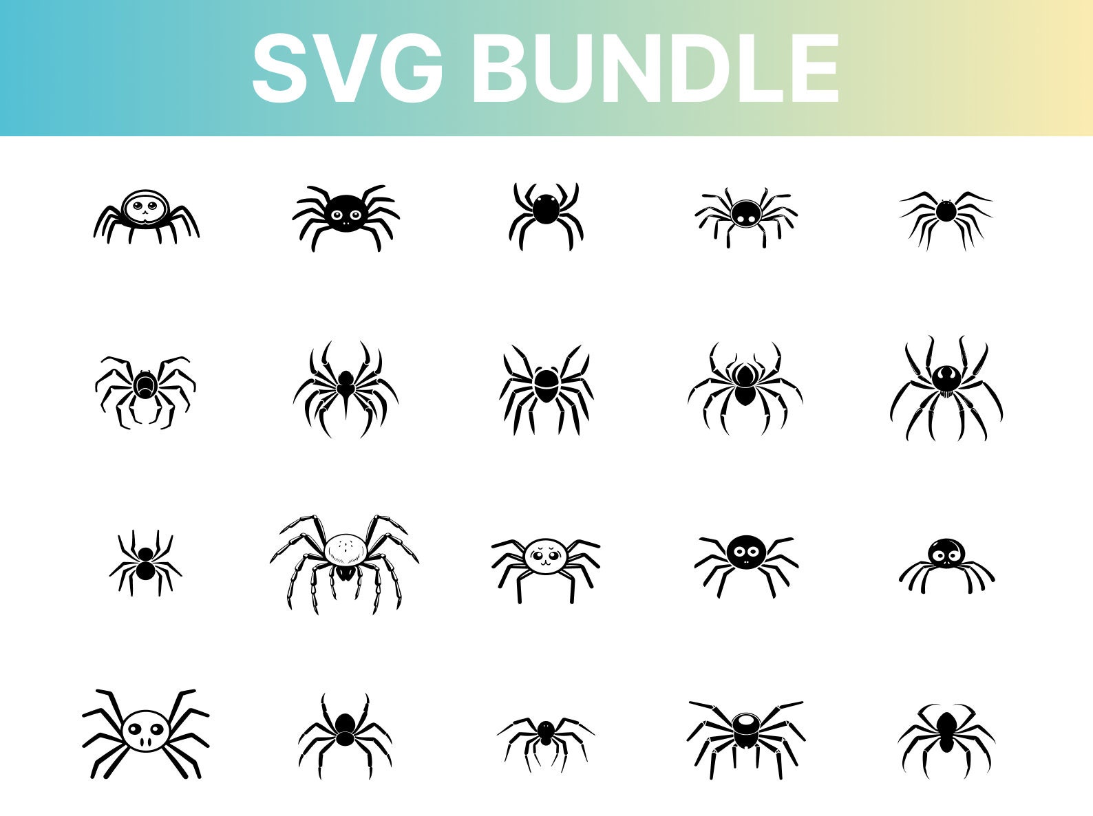 Spider SVG Bundle 20, Cute Spider SVG, Spooky Spider SVG, Cricut Spider ...