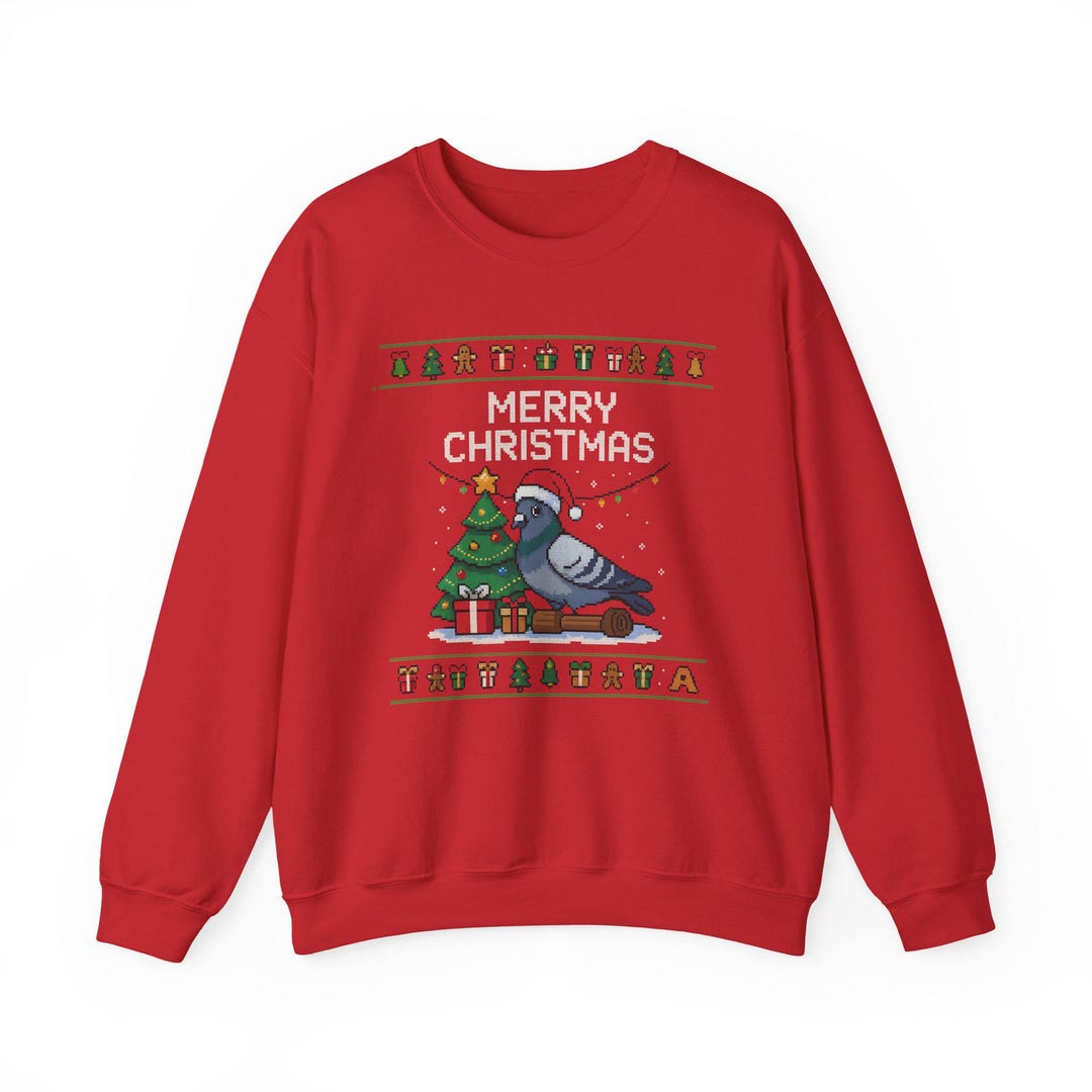 Red Pigeon Christmas Jumper : Cute Bird Retro Xmas Sweater - Etsy