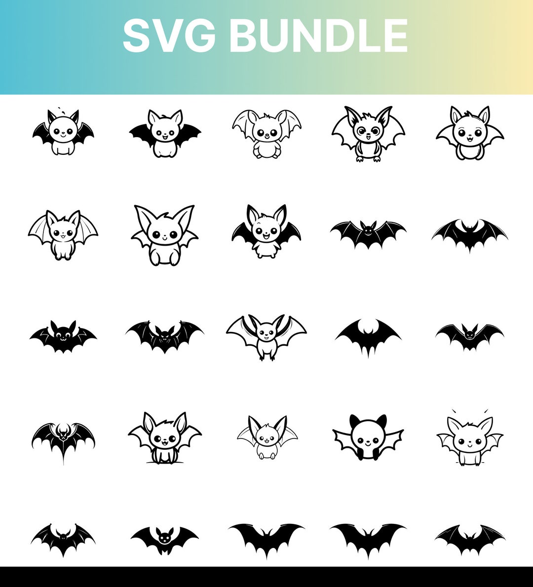 Bat SVG Bundle 24, Spooky Bat SVG, Bat SVG, Cricut Bat Svg, Cute Bat ...