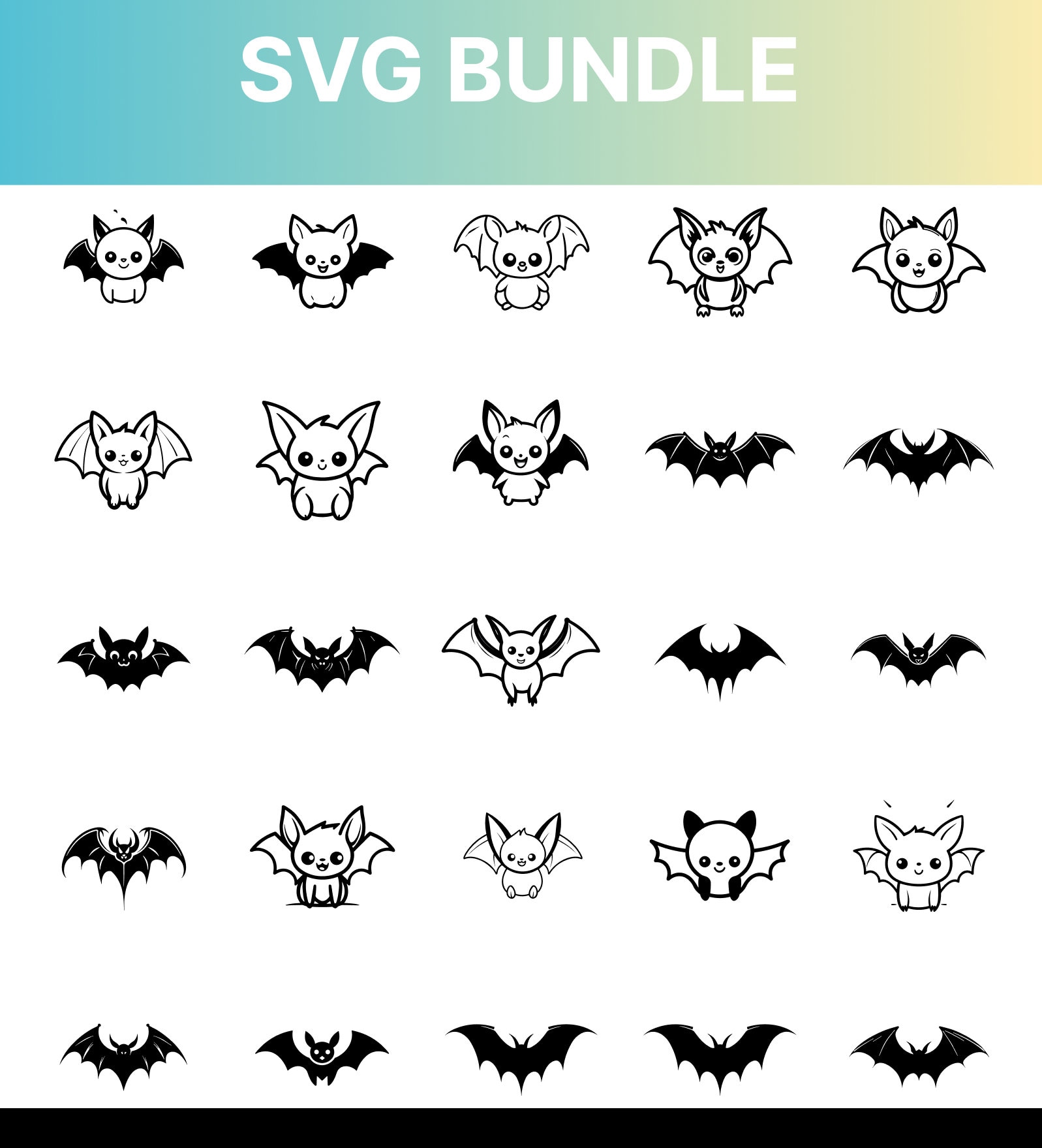 Bat SVG Bundle 24, Spooky Bat SVG, Bat SVG, Cricut Bat Svg, Cute Bat ...