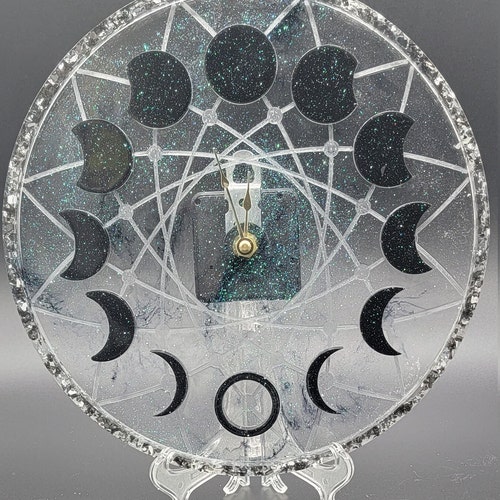 Black Moon Phase Clock Lunar Phase Clock Black and White - Etsy