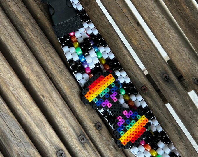 Fursuit-sized Kandi Collar - Checkered Rainbow - Etsy