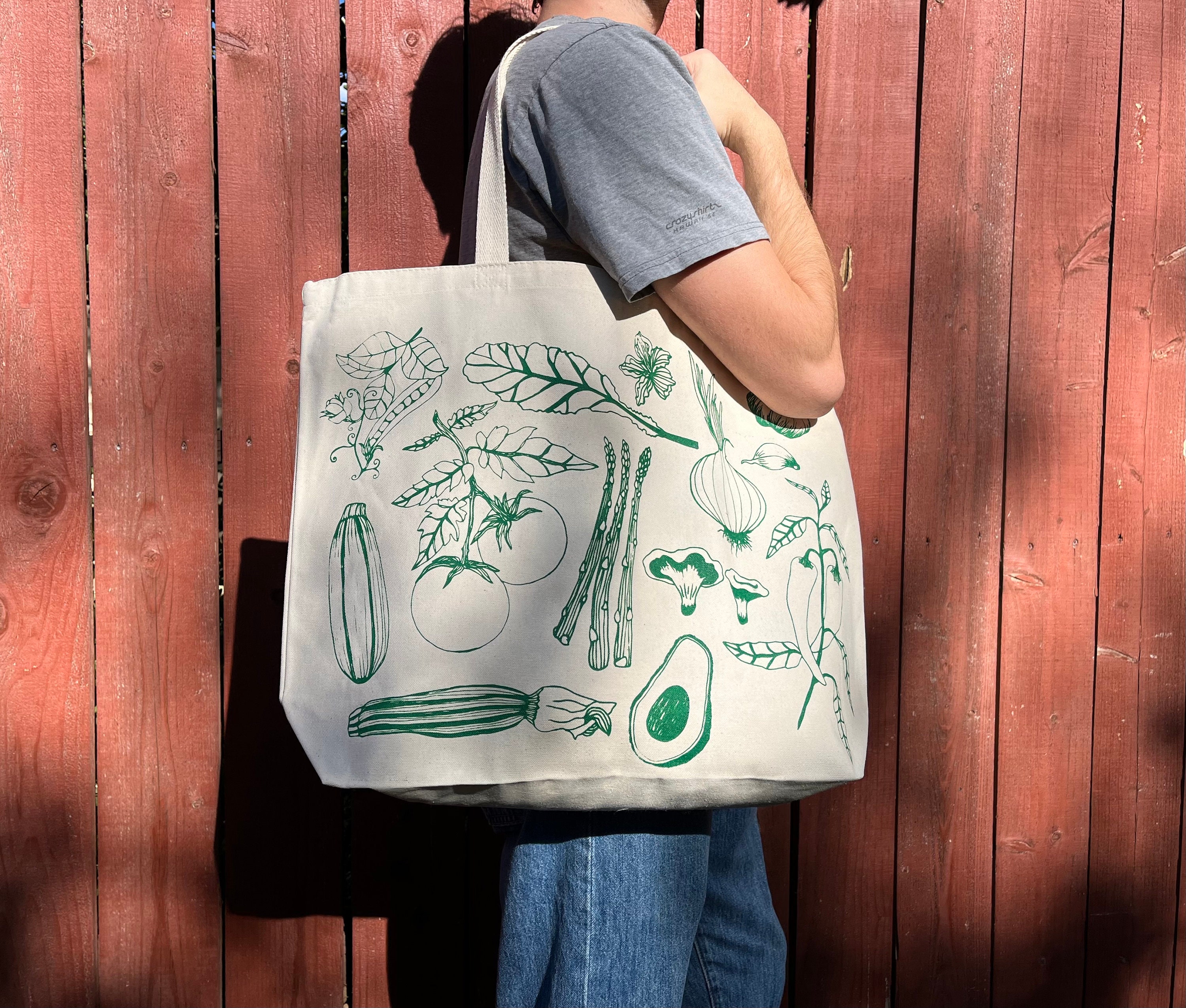 Vegetable Tote Bag: Original Screen Print Canvas Grocery Shopper - Etsy
