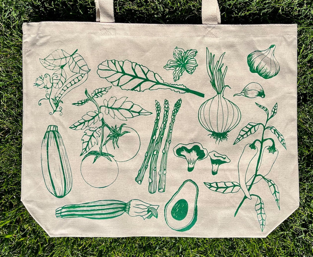 Vegetable Tote Bag: Original Screen Print Canvas Grocery Shopper - Etsy