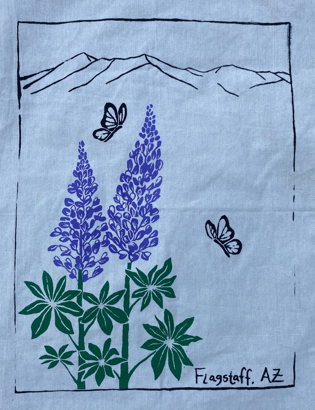 Lupin Tea Towel, Original Hand Screen Printed Kitchen Towel, Dish Towel ...