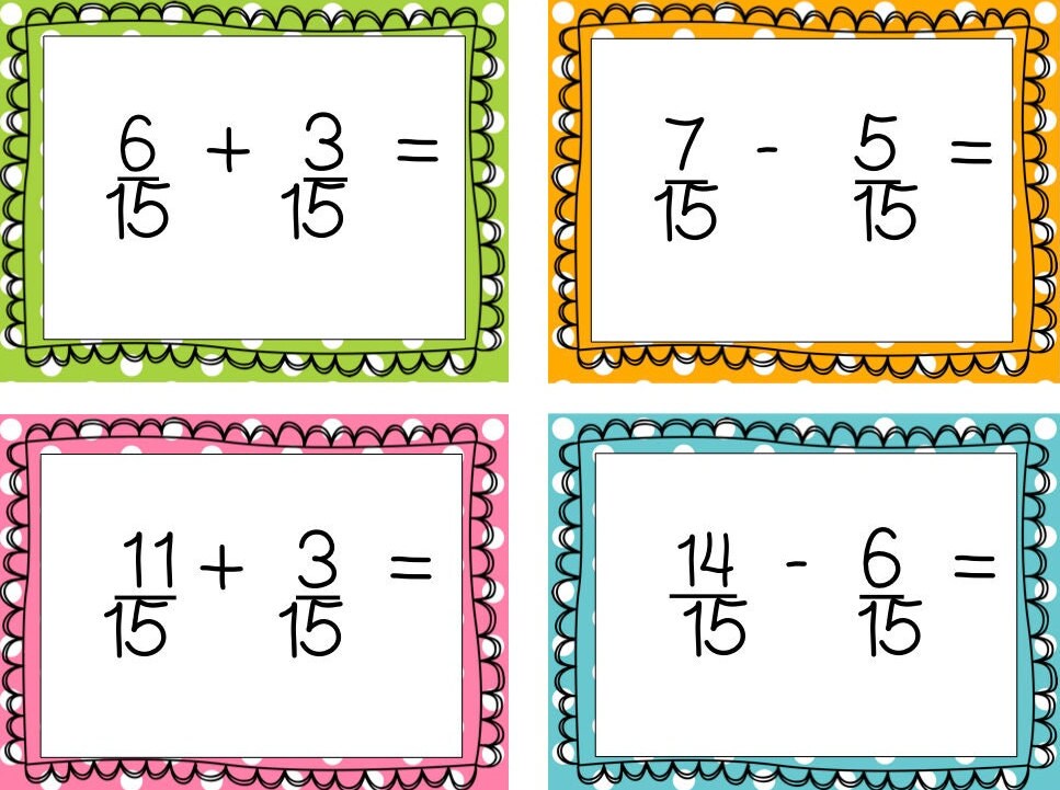Adding and Subtraction Fractions Bingo--no Simplifying! - Etsy