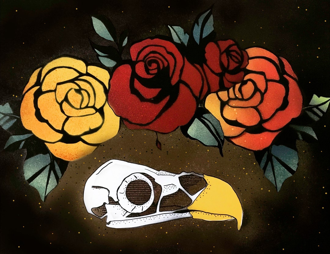 Bald Eagle Skull With Roses - Etsy
