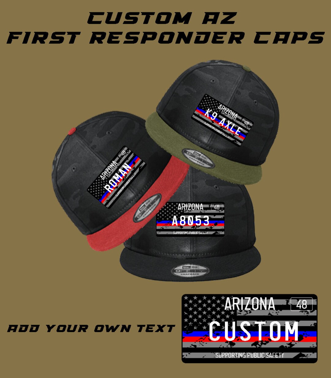 Custom AZ First Responder Plate Cap - Etsy