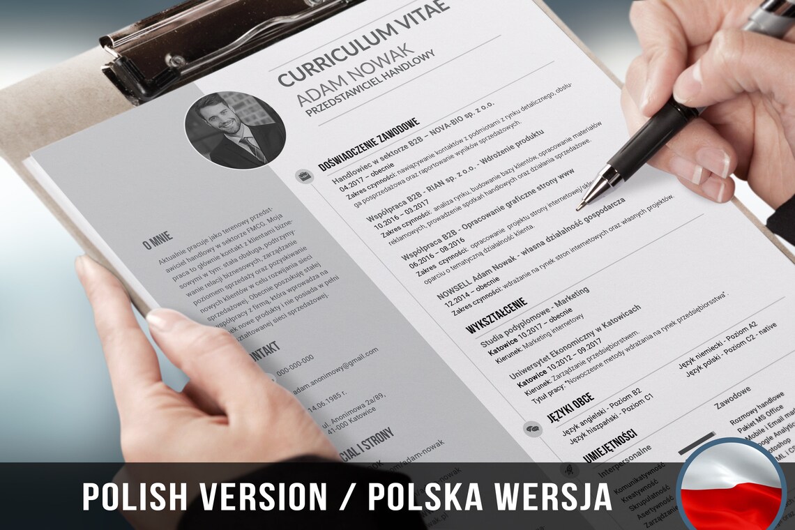 Resume In Polish CV In Polish Cover Letter In Polish | Etsy