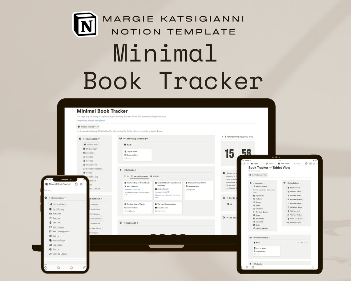 Minimal Book Tracker Notion Template Digital Library Notion Book ...