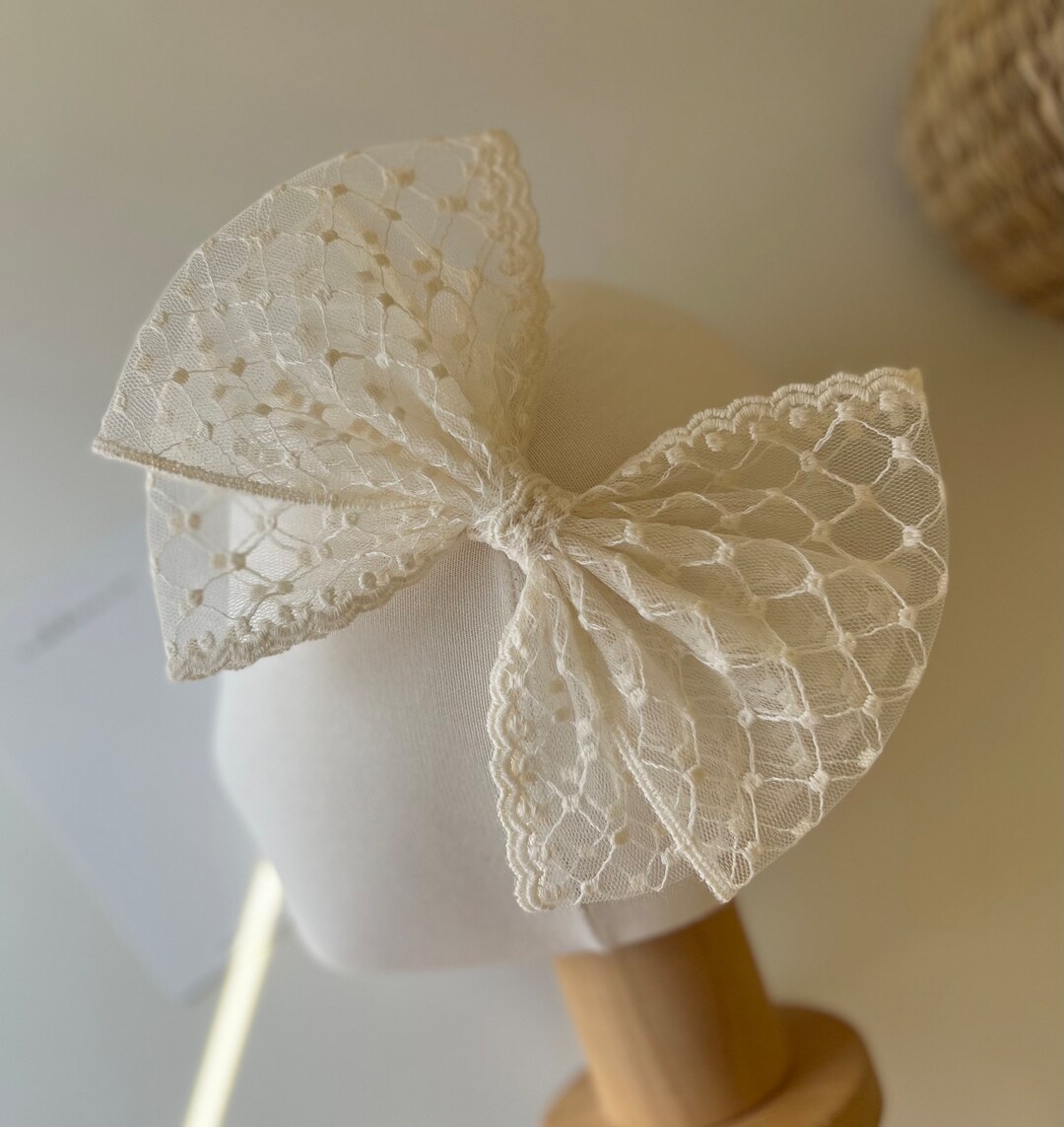 Oversize Lace Bow Clip for Girls Lace Hair Clip for Christening Hair ...