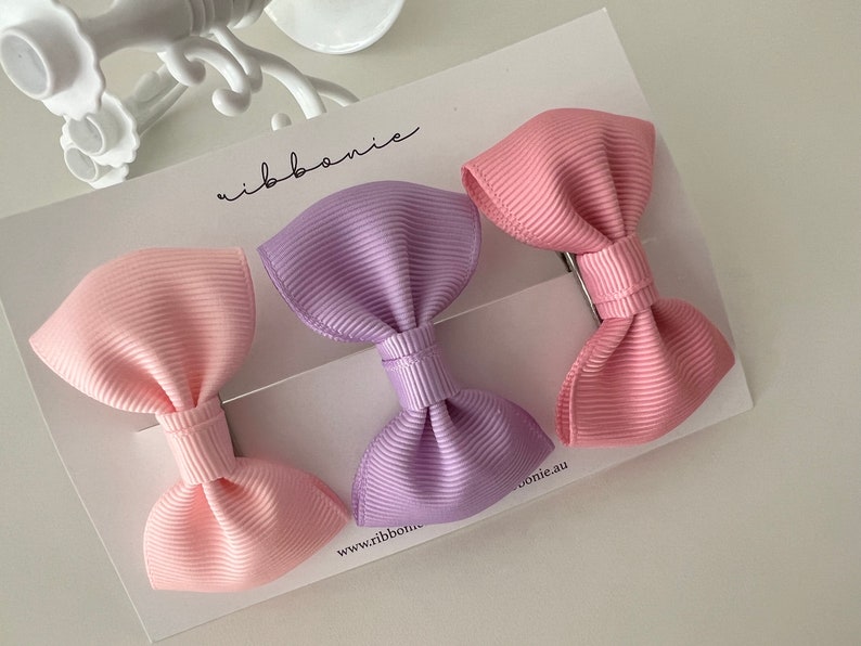 Set of 3 Mini Grosgrain Baby Bow Clips Pigtail Bows - Etsy
