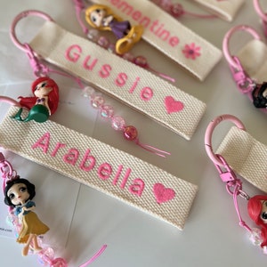 Princess Name Tag, Personalised Embroidery Name Tag, Princess Keyring ...