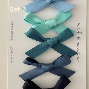 Set of 5 Mini Satin Baby Hair Bow Clip Set - Etsy