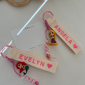 Princess Name Tag, Personalised Embroidery Name Tag, Princess Keyring ...