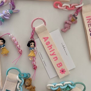 Princess Name Tag, Personalised Embroidery Name Tag, Princess Keyring ...