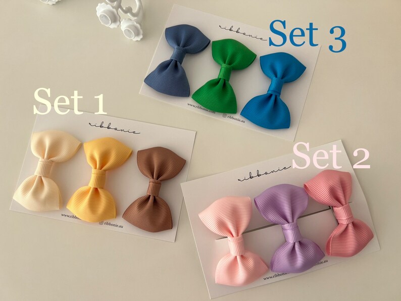Set of 3 Mini Grosgrain Baby Bow Clips Pigtail Bows - Etsy