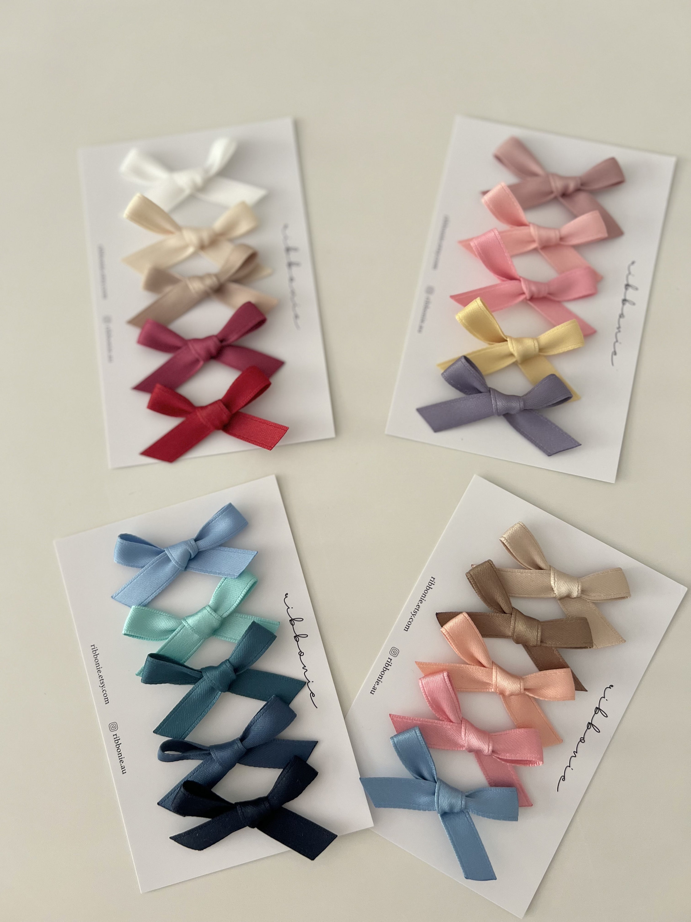Set of 5 Mini Satin Baby Hair Bow Clip Set - Etsy