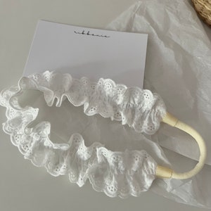 Linen or Cotton Lace Headband, Floral Frill Headband, Frill Lace ...