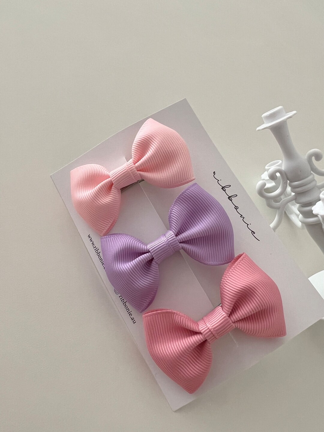 Set of 3 Mini Grosgrain Baby Bow Clips Pigtail Bows - Etsy
