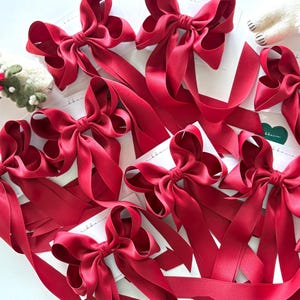Red Satin Long Tail Hair Bow Clip - Etsy