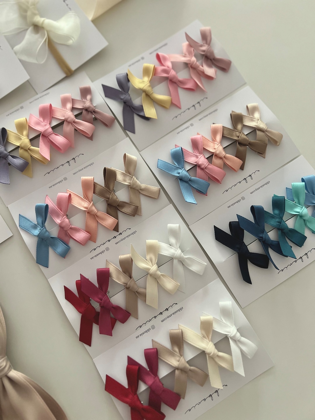 Set of 5 Mini Satin Baby Hair Bow Clip Set - Etsy