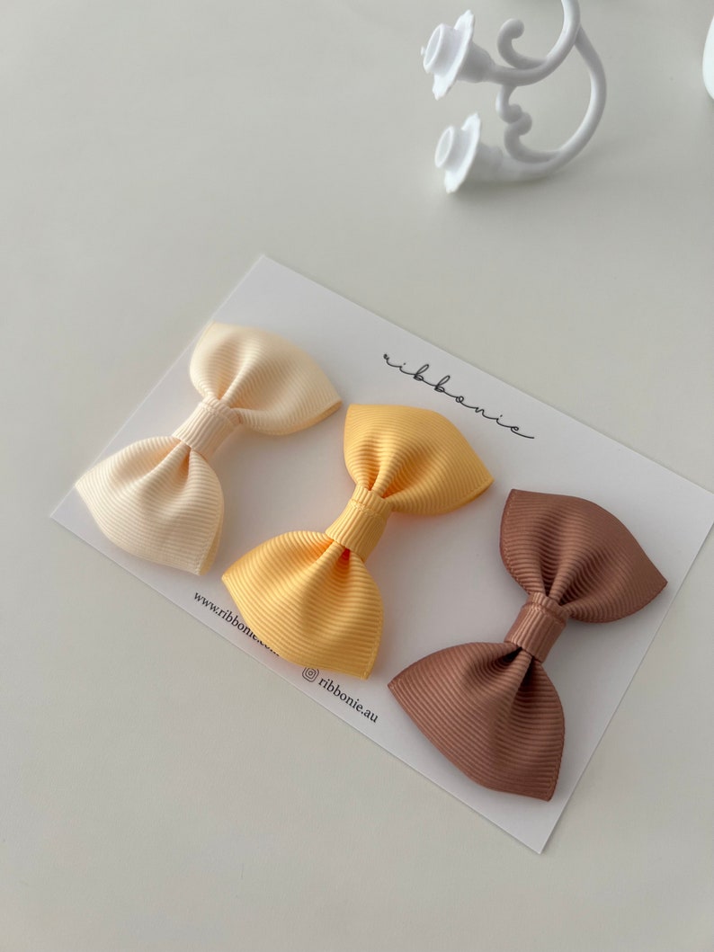 Set of 3 Mini Grosgrain Baby Bow Clips Pigtail Bows - Etsy