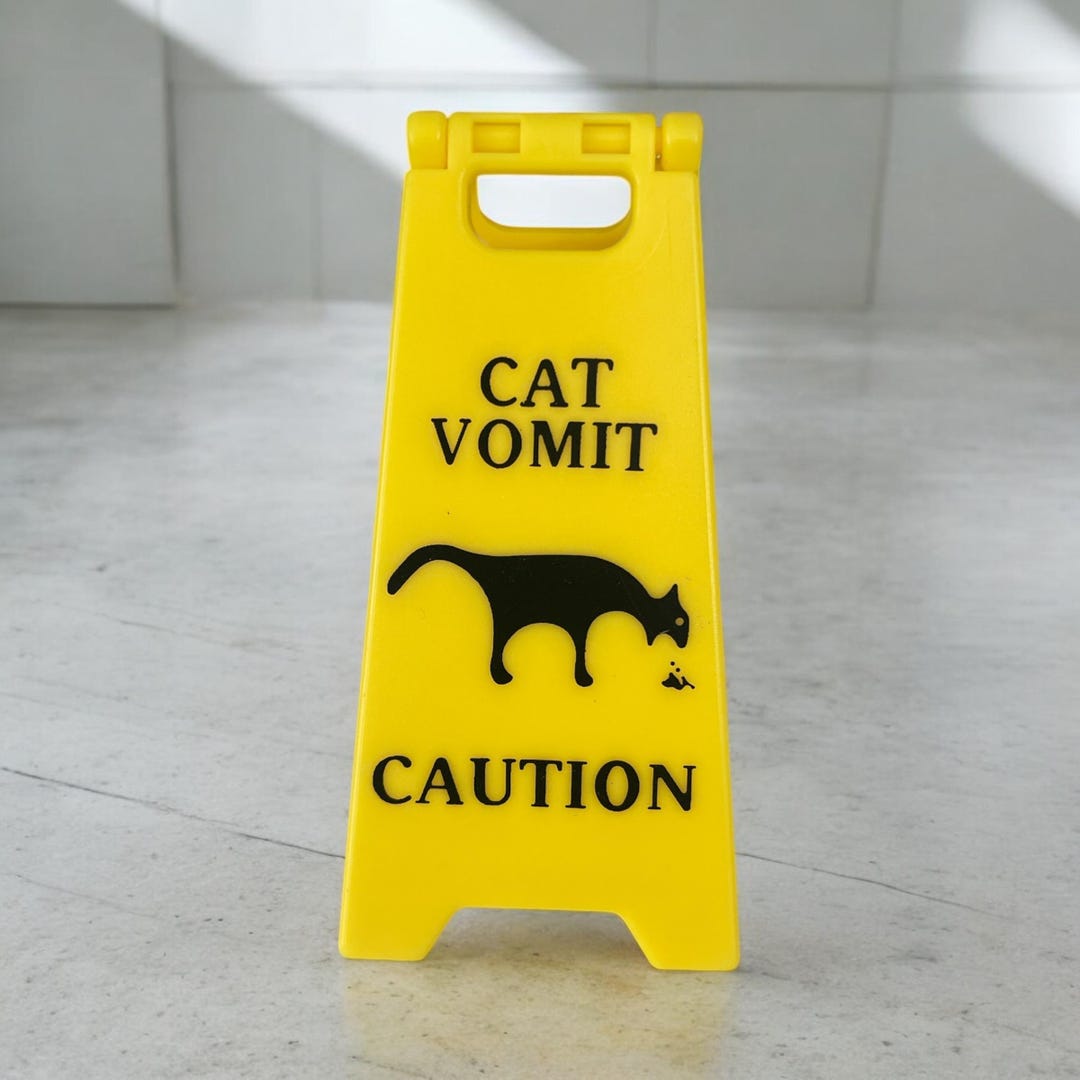 Caution Cat Vomit Sign - Etsy