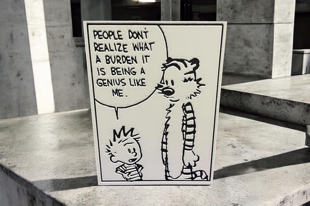 Calvin and Hobbes “genius” 3D Printed Picture - Etsy