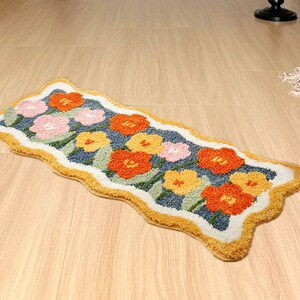 Cute Tulip Flowers Rugs, Garden Bedroom Rug for Girls, Tufted Fluffy ...