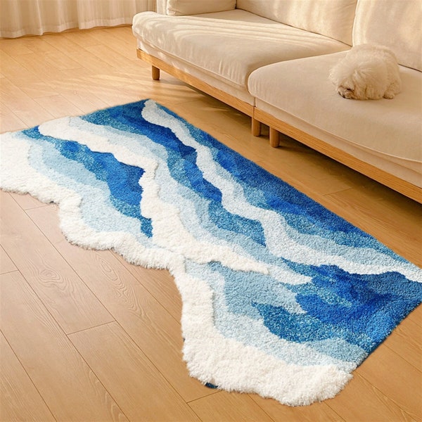 Blue Waves Irregular Rug - Etsy