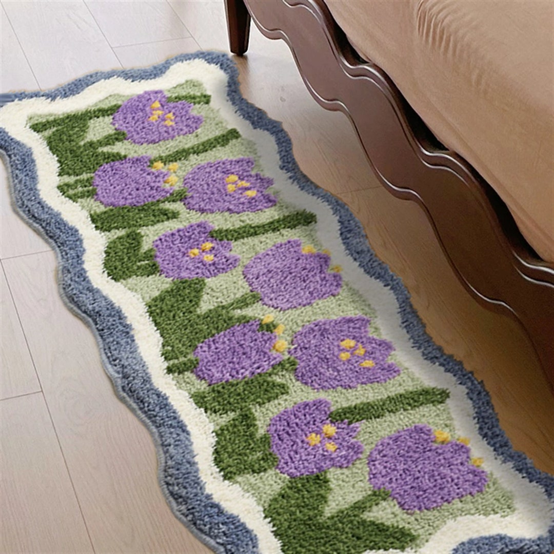 Cute Tulip Flowers Rugs, Garden Bedroom Rug for Girls, Tufted Fluffy ...