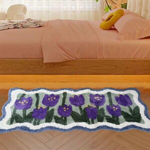 Cute Tulip Flowers Rugs, Garden Bedroom Rug for Girls, Tufted Fluffy ...