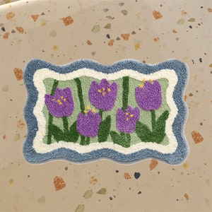 Cute Tulip Flowers Rugs, Garden Bedroom Rug for Girls, Tufted Fluffy ...