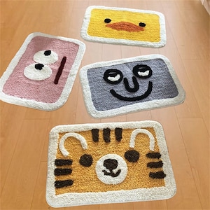 Funny Emoji Bath Mat, Tiger Bath Rugs, Cute Duck Bath Mat, Dorm Rug ...