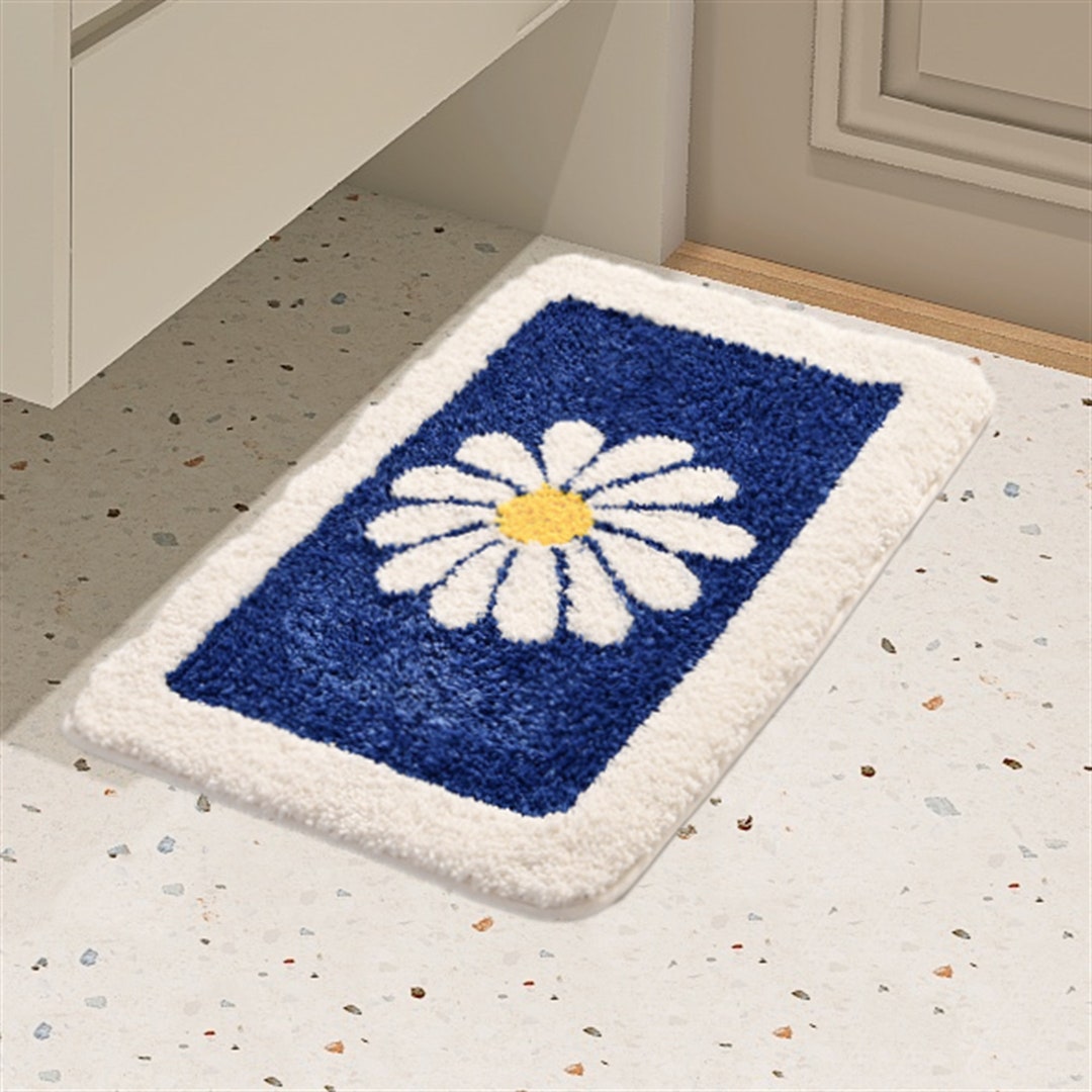 Daisy Bath Mat, Flower Tufted Fluffy Rugs, Dorm Rug, Cute Floral ...
