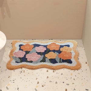 Cute Tulip Flowers Rugs, Garden Bedroom Rug for Girls, Tufted Fluffy ...