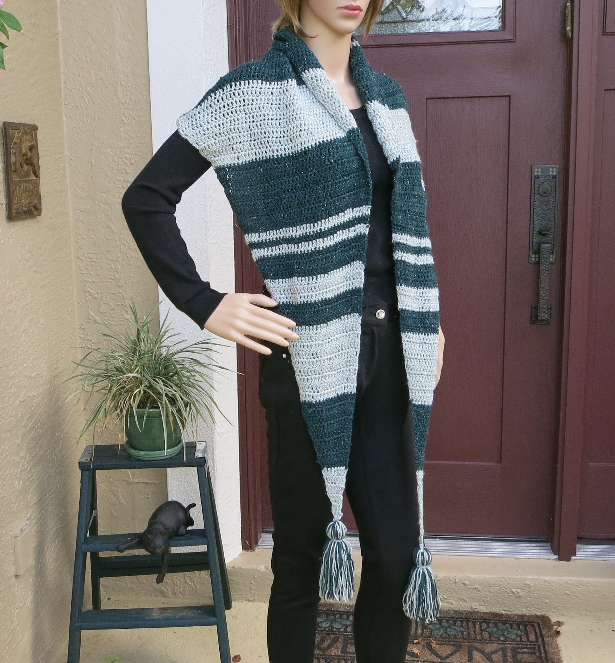Tip to Tip Scarf and Earwarmer Set Hand Crocheted Teal and Spa Tone on ...