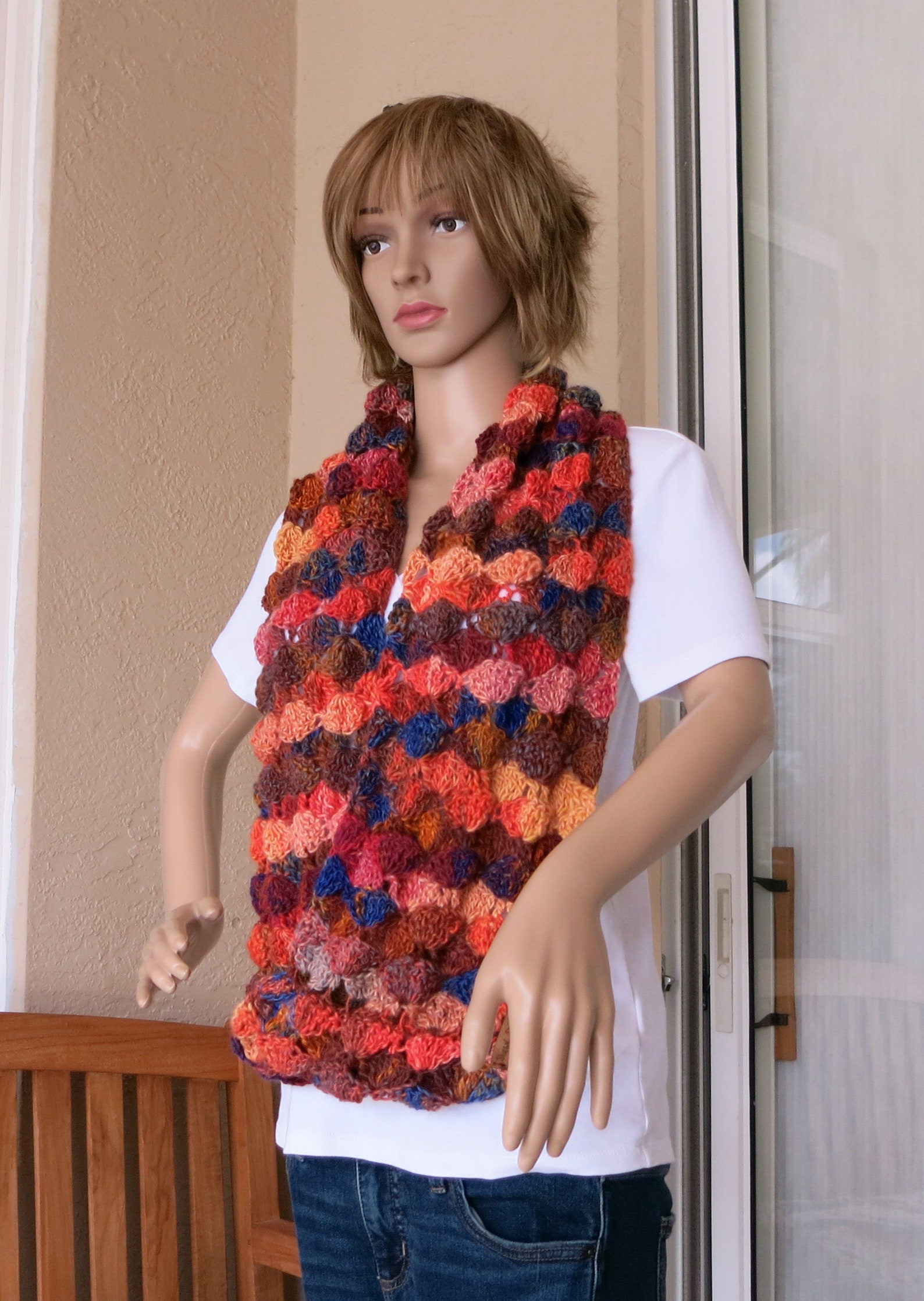 Fine Superwash Merino Infinity Scarf Treble Crochet Shells Fashion ...