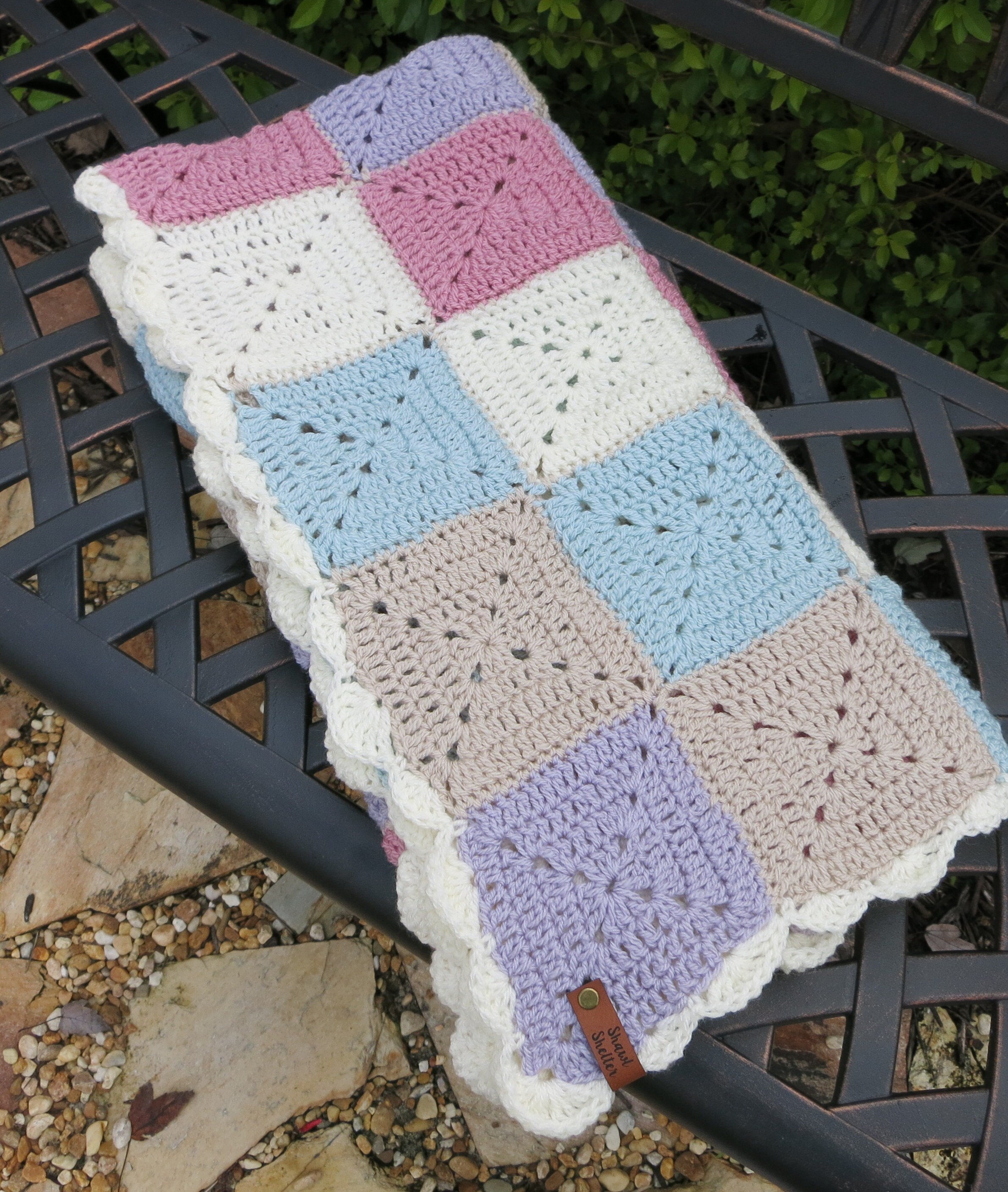 Large Baby Blanket Battenberg Closed Granny Square Five-colors Baby ...